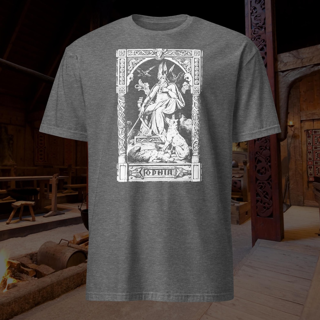 Vintage Norse Odin Engraving With Hugin and Munin | Viking Short-sleeve ...