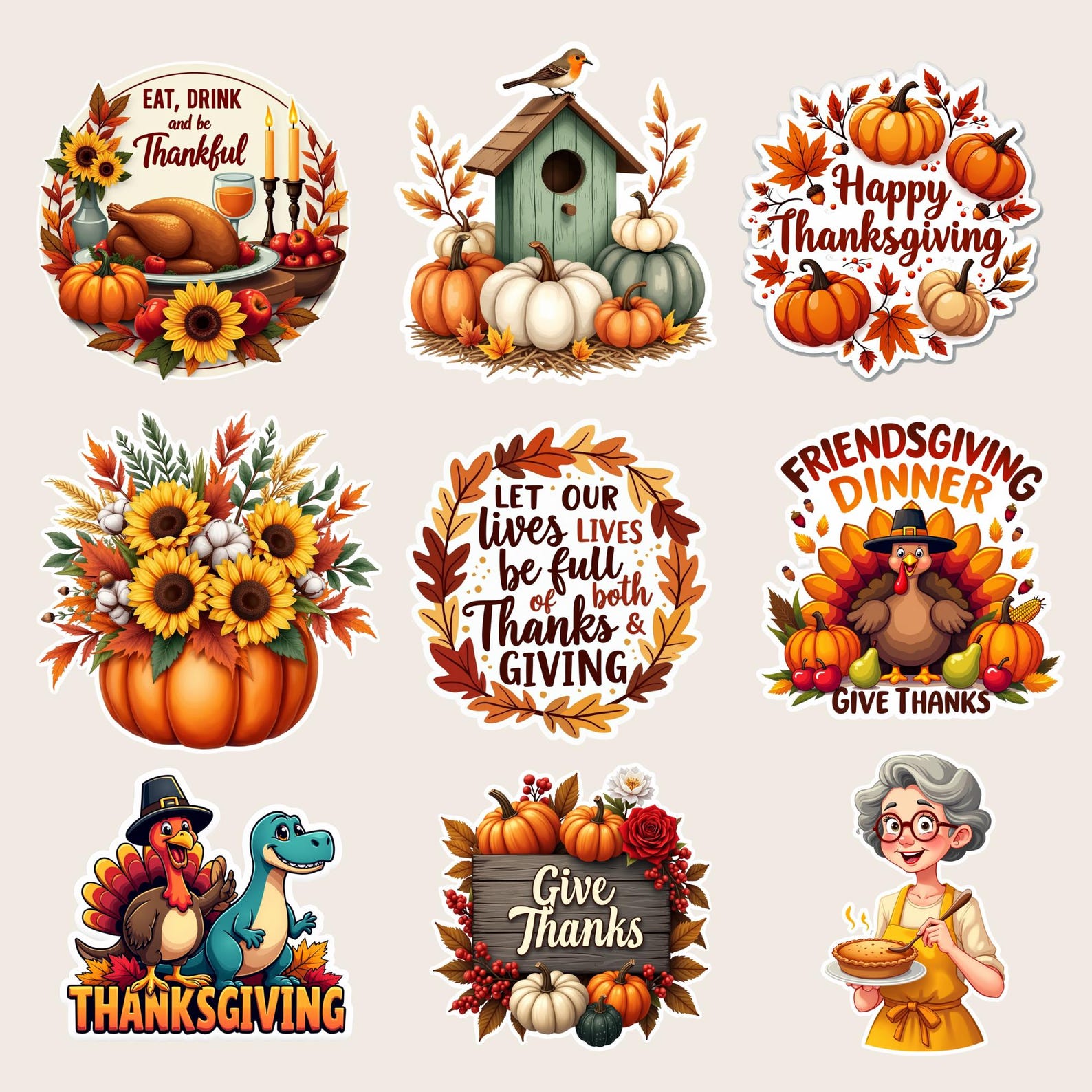 Thanksgiving Sticker Bundle | 200 Fall PNG Stickers for Digital ...