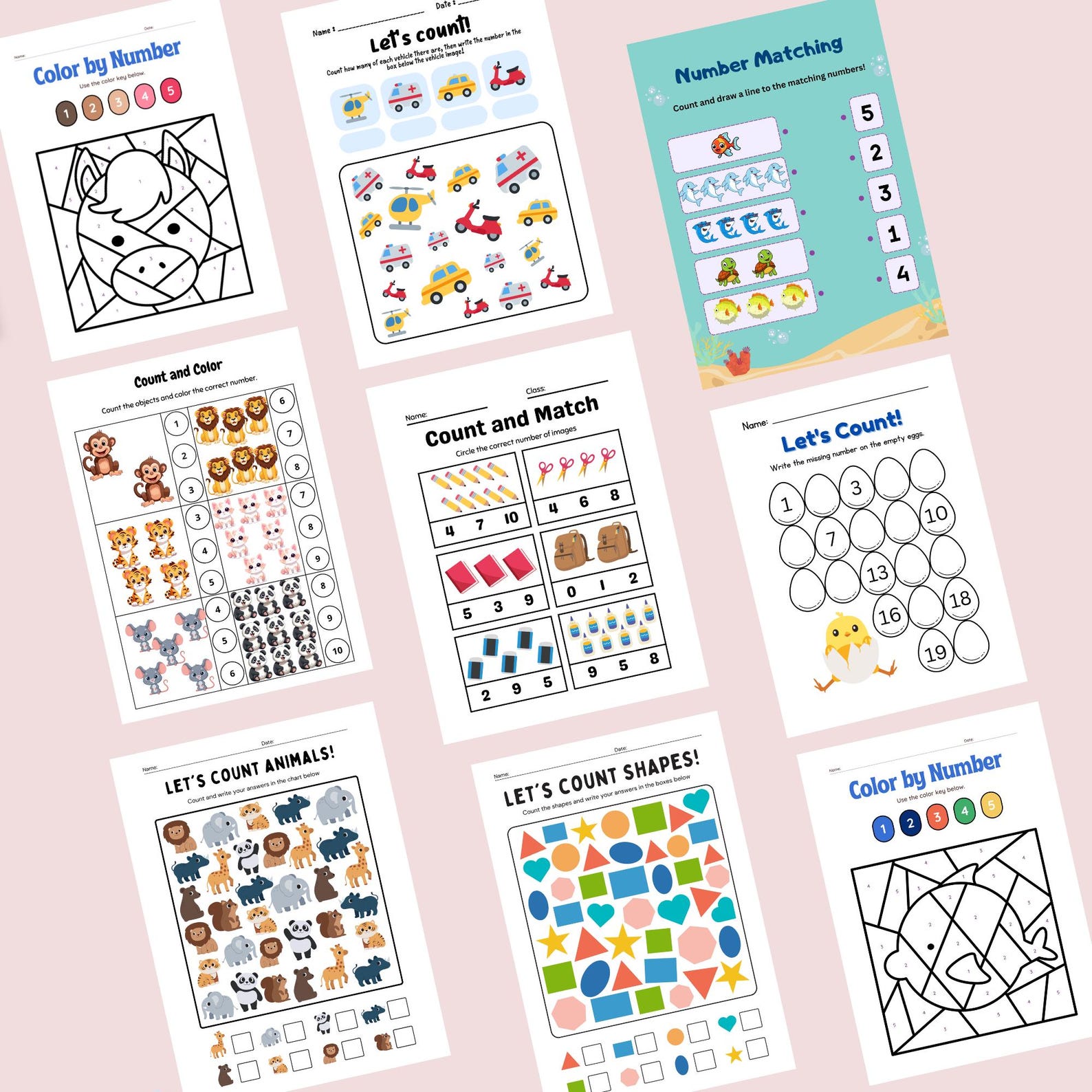 75 Preschool Number Tracing Worksheets | Counting 1–20 Math PDF ...