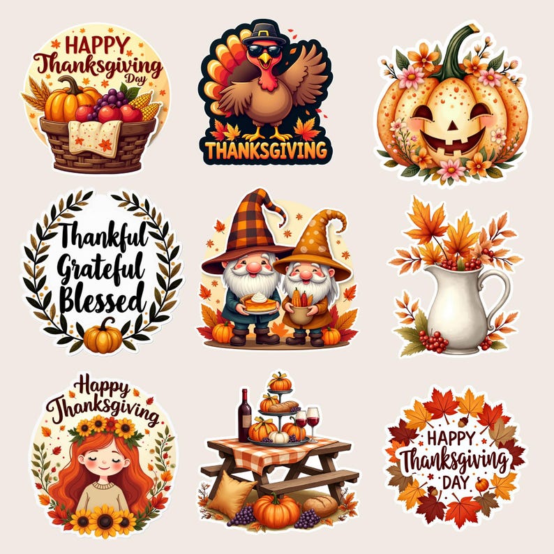 Thanksgiving Sticker Bundle | 200 Fall PNG Stickers for Digital ...