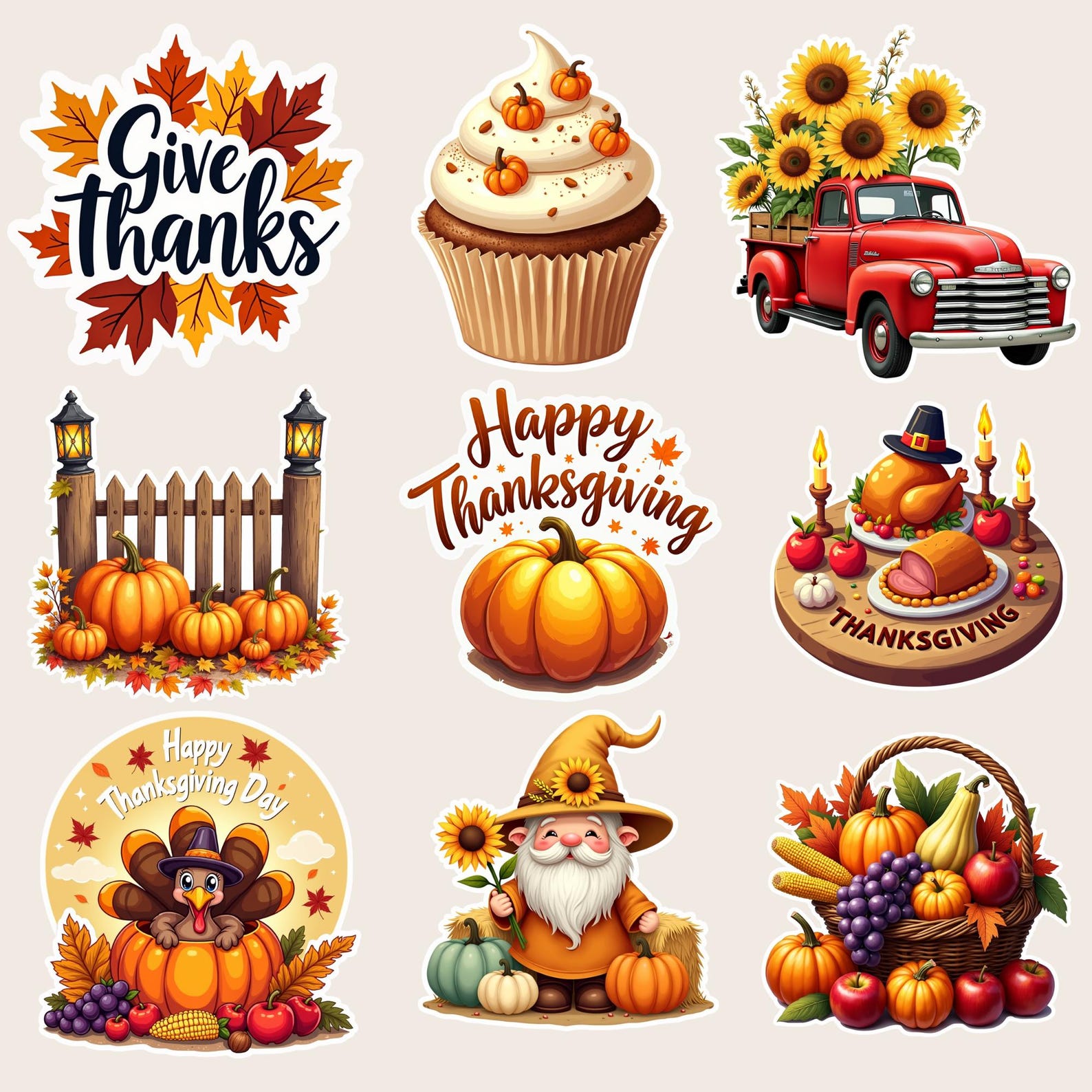 Thanksgiving Sticker Bundle | 200 Fall PNG Stickers for Digital ...