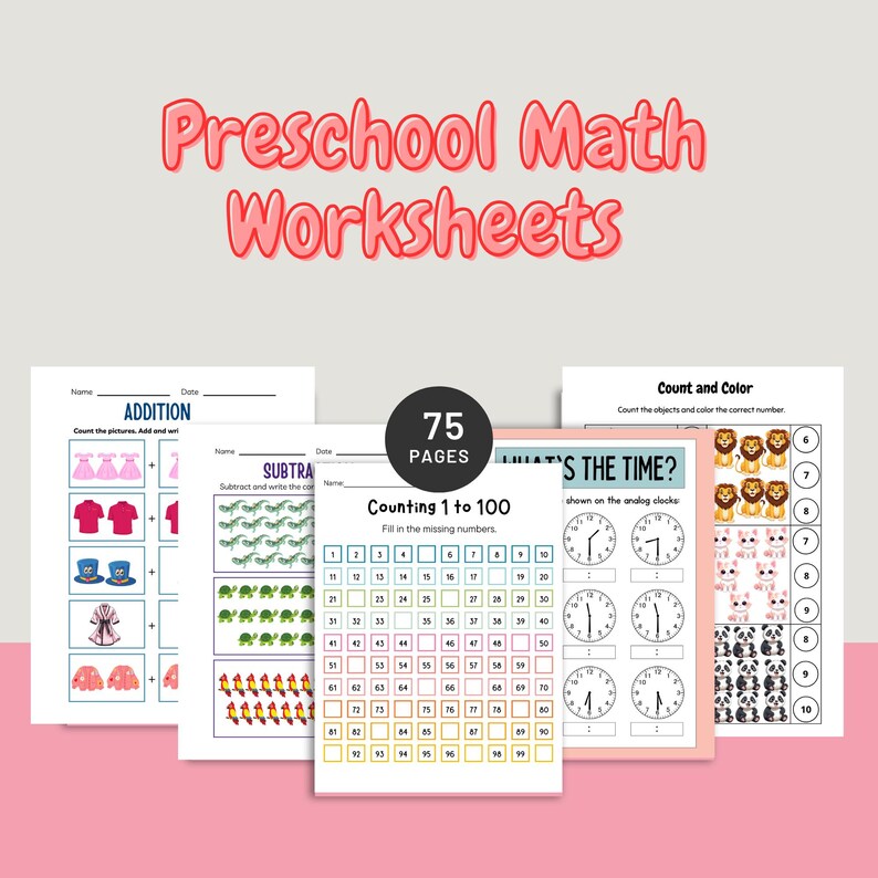 75 Preschool Number Tracing Worksheets | Counting 1–20 Math PDF ...