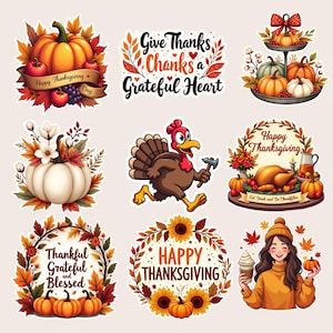 Thanksgiving Sticker Bundle | 200 Fall PNG Stickers for Digital ...