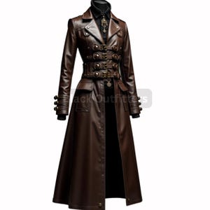 Handmade Steampunk Leather Trench Coat: Buckled Full-length Overcoat - Etsy