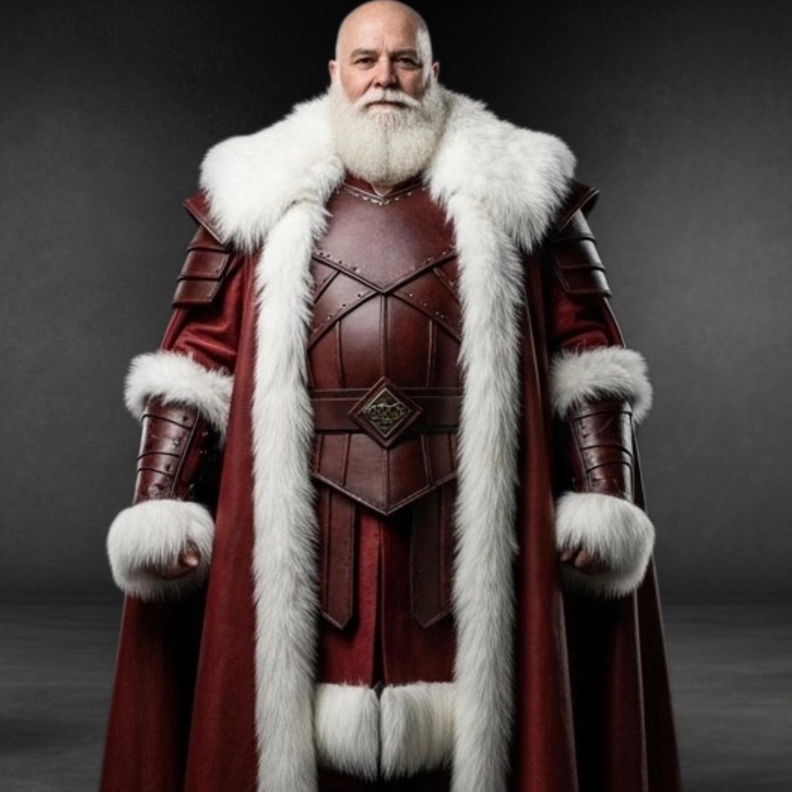 Genuine Leather Noble Warrior Coat – Gothic Royal Outfit With White Fur ...