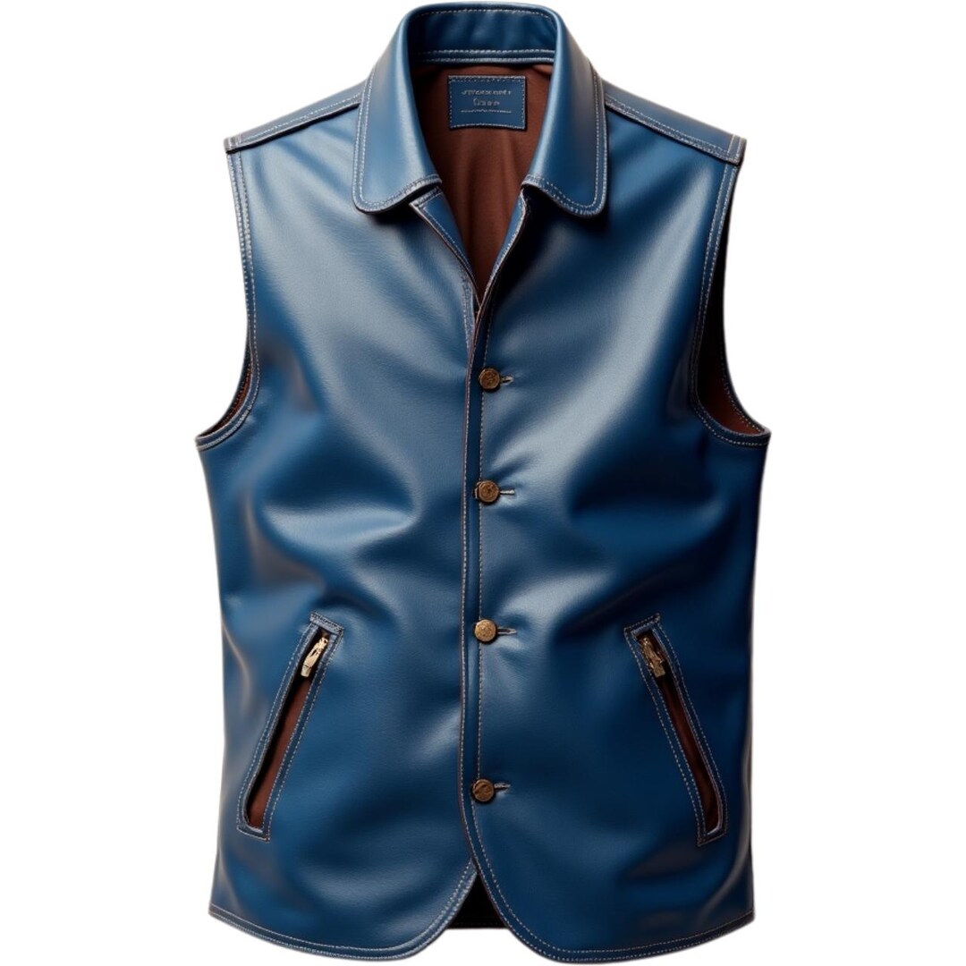 Premium Leather Vest - Stylish Men's Leather Vest With Zipper Pockets ...