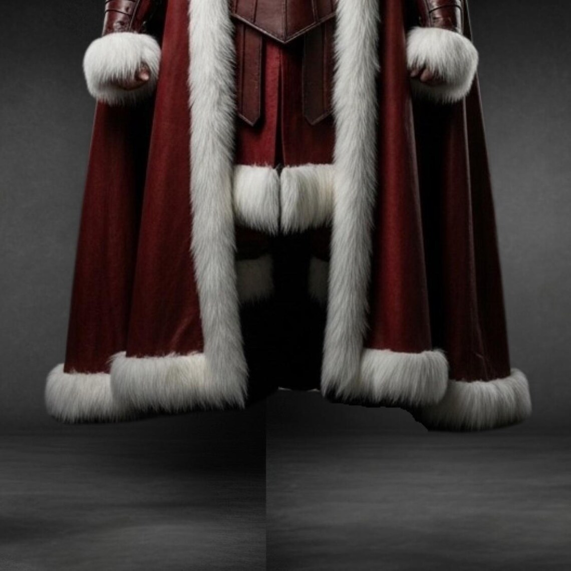 Genuine Leather Noble Warrior Coat – Gothic Royal Outfit With White Fur ...