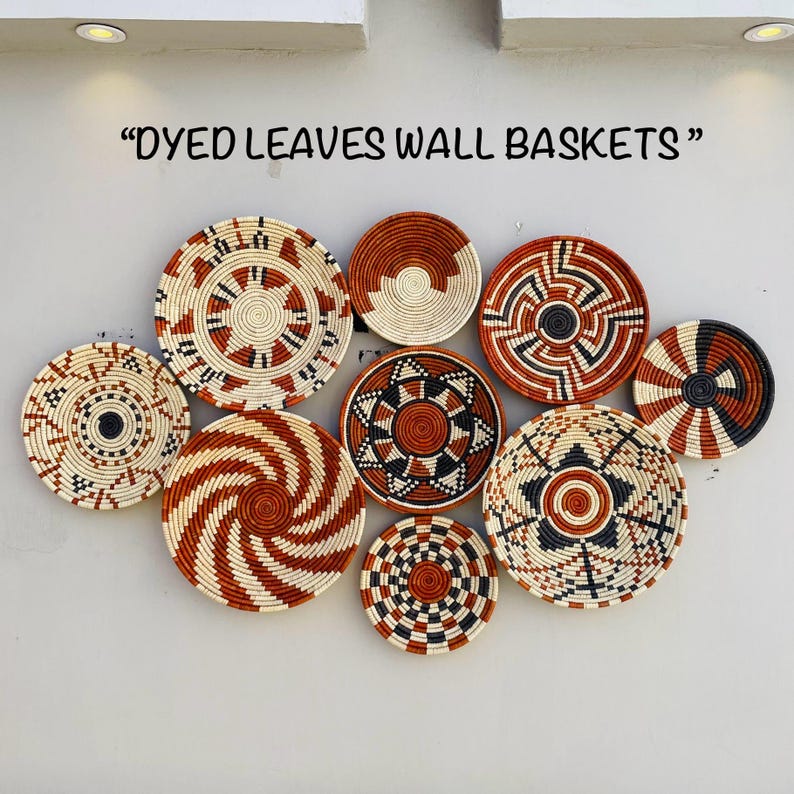 Neutral & Earthy Tones Woven Wall Baskets Set of 3,4,5,6,7,8 and 9 ...