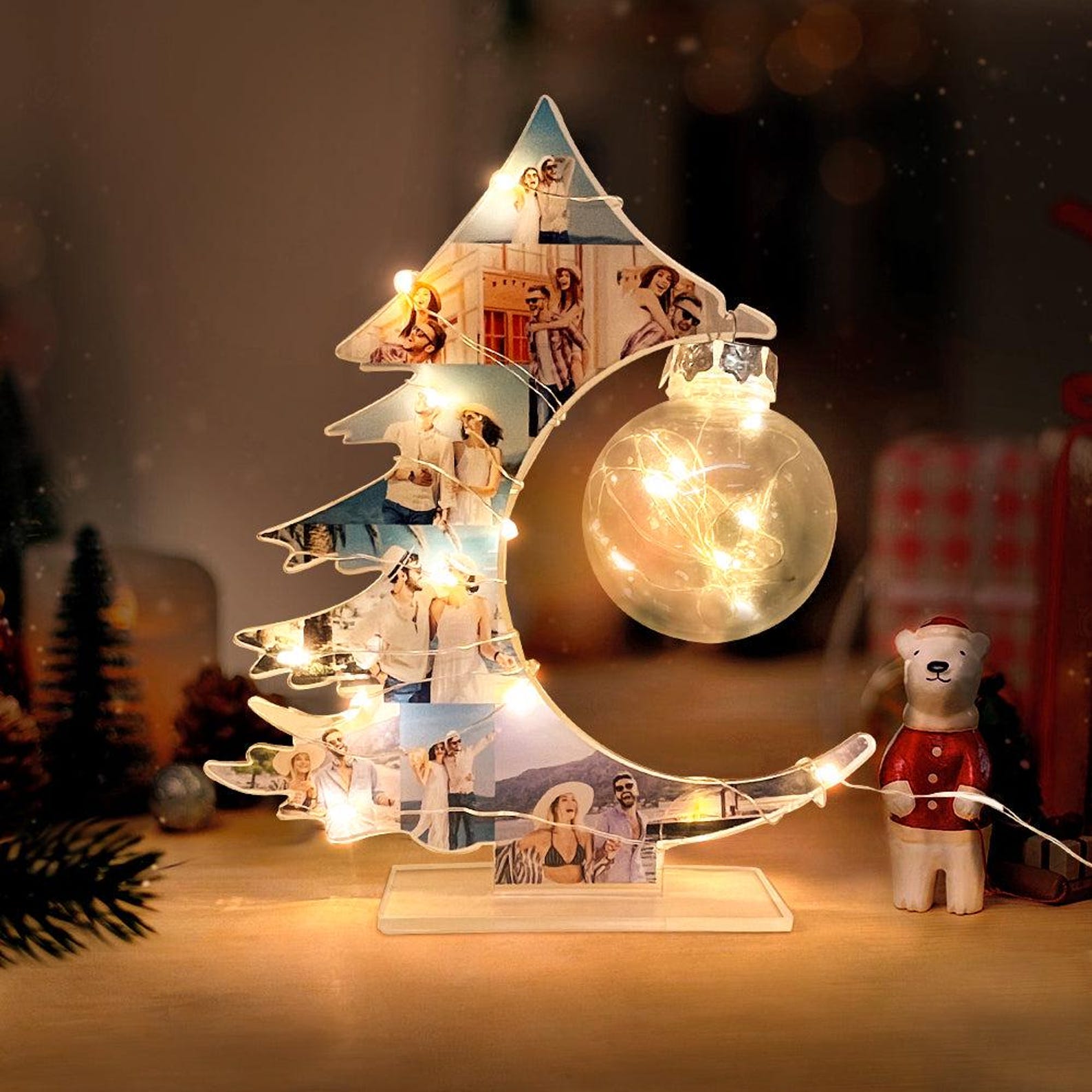 Custom Photo Night Light Christmas Tree Lamp Personalized LED Light ...