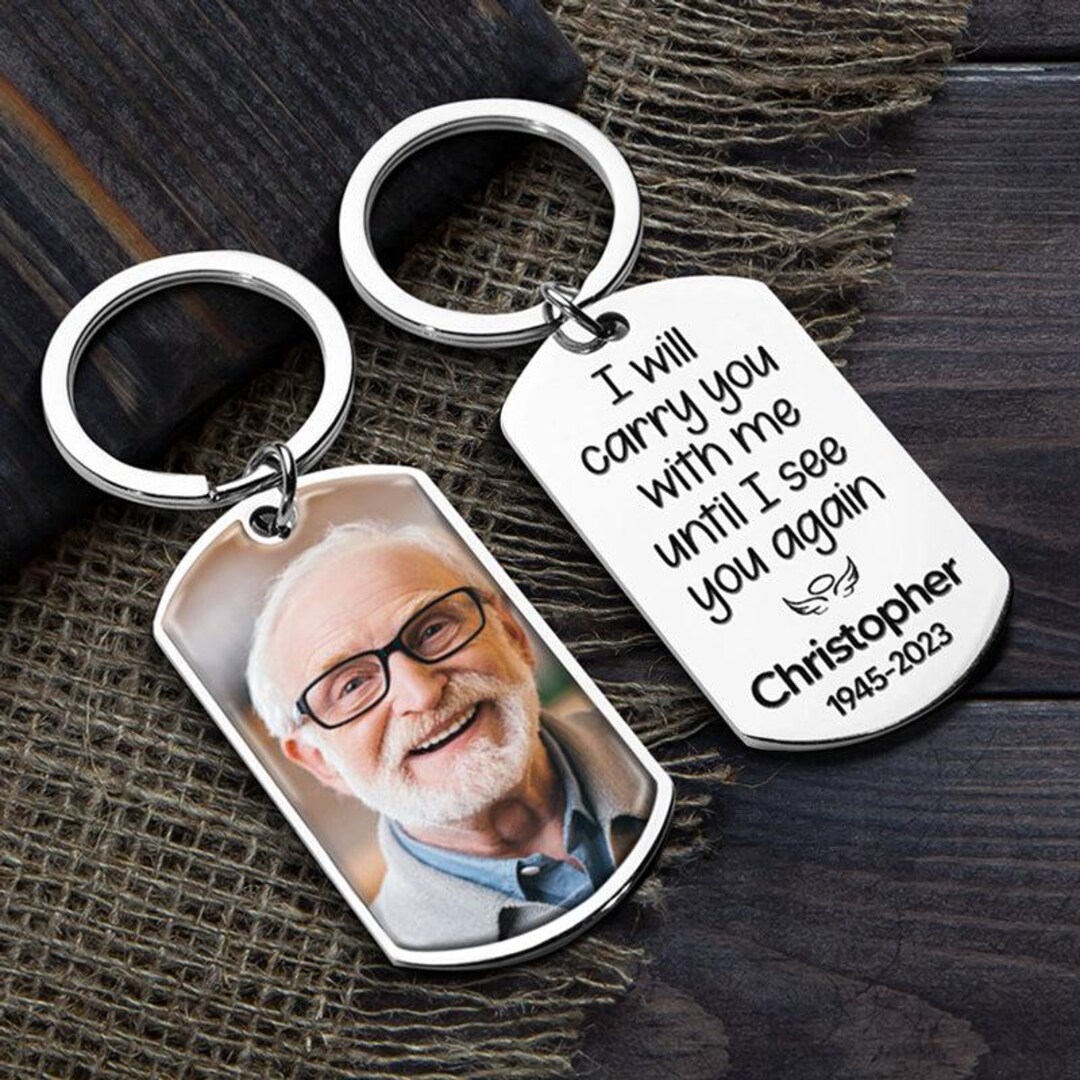 Personalized Memorial Keychain Custom Photo Sympathy Gift for Family ...
