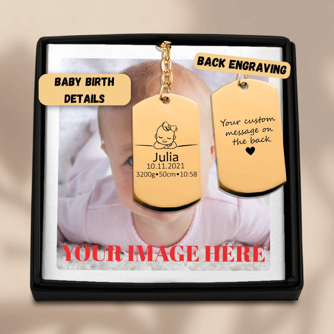 Baby Birth Stats Keychain – Custom Tag With Name, Date, Time, Weight ...