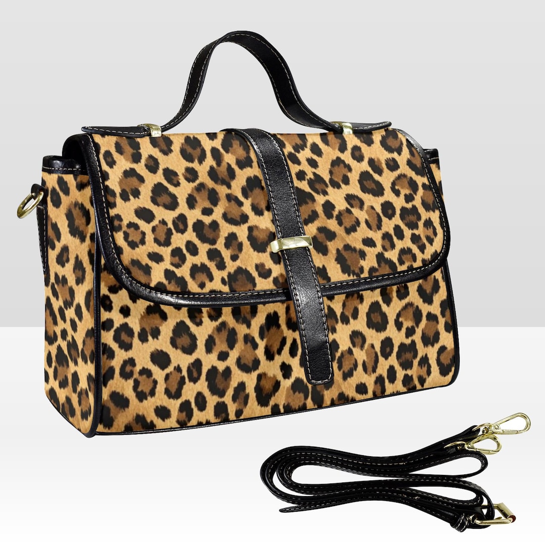 Leopard Print Multi Function Leather Satchel Stylish Durable Handbag ...