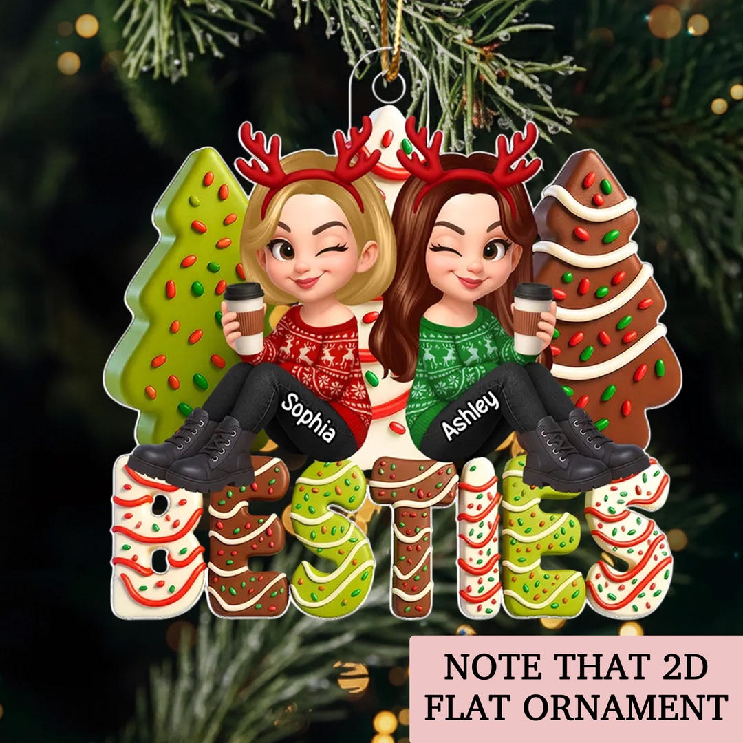 Personalized 3d Effect Christmas Tree Cake Besties Ornament, Best ...