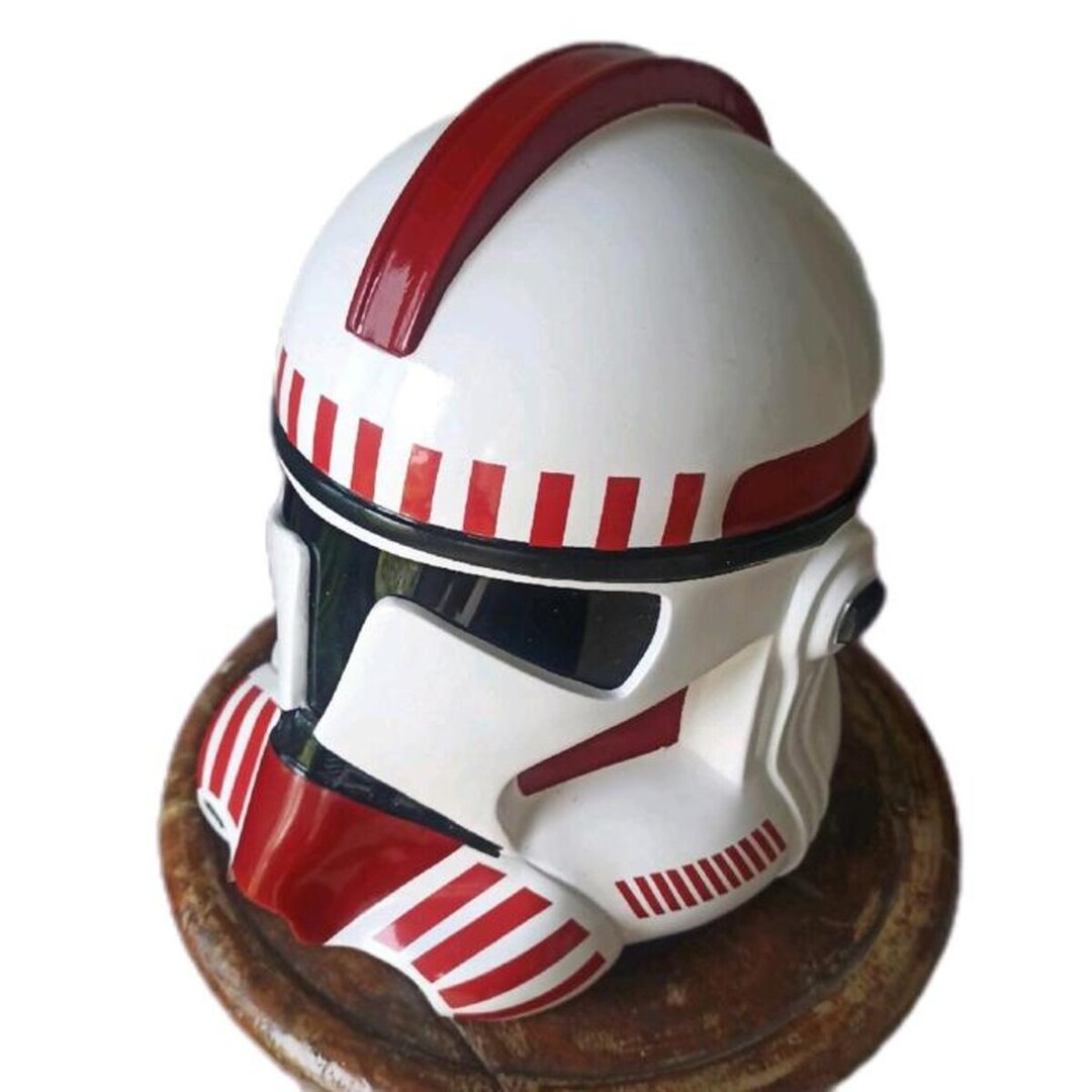 Handmade Full Face Clone Trooper White Red Shock Troops Cosplay Helmet ...