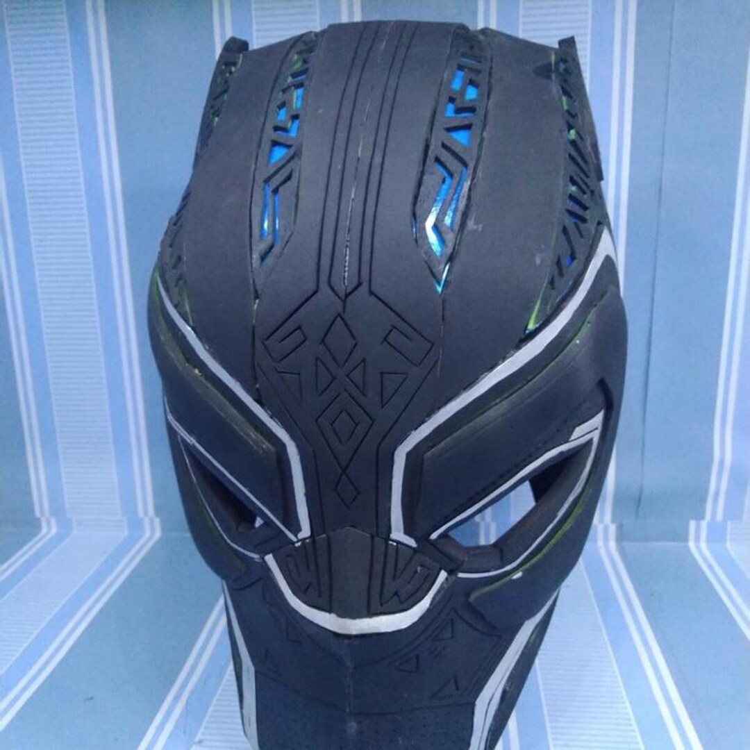 Custom Handmade Black and Blue Leopard Cosplay Helmet Mask / Face Mask ...