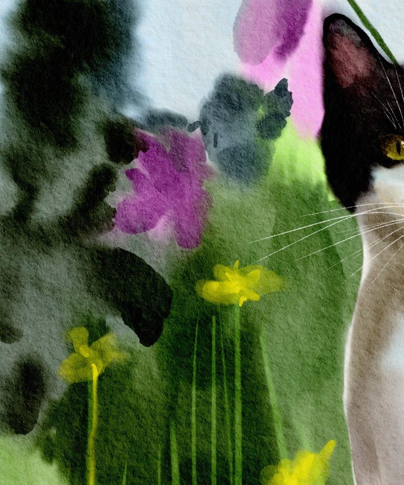Watercolor Cat Portrait Printable Digital Painting 4000x5000 Pixel - Etsy