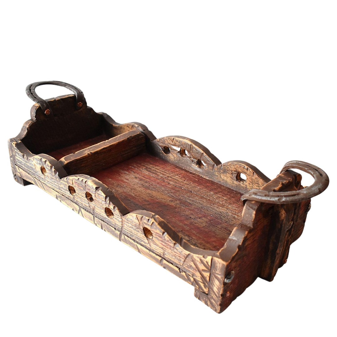 Handcrafted Rustic Western Tray With Horseshoe Handles Farmhouse Decor ...
