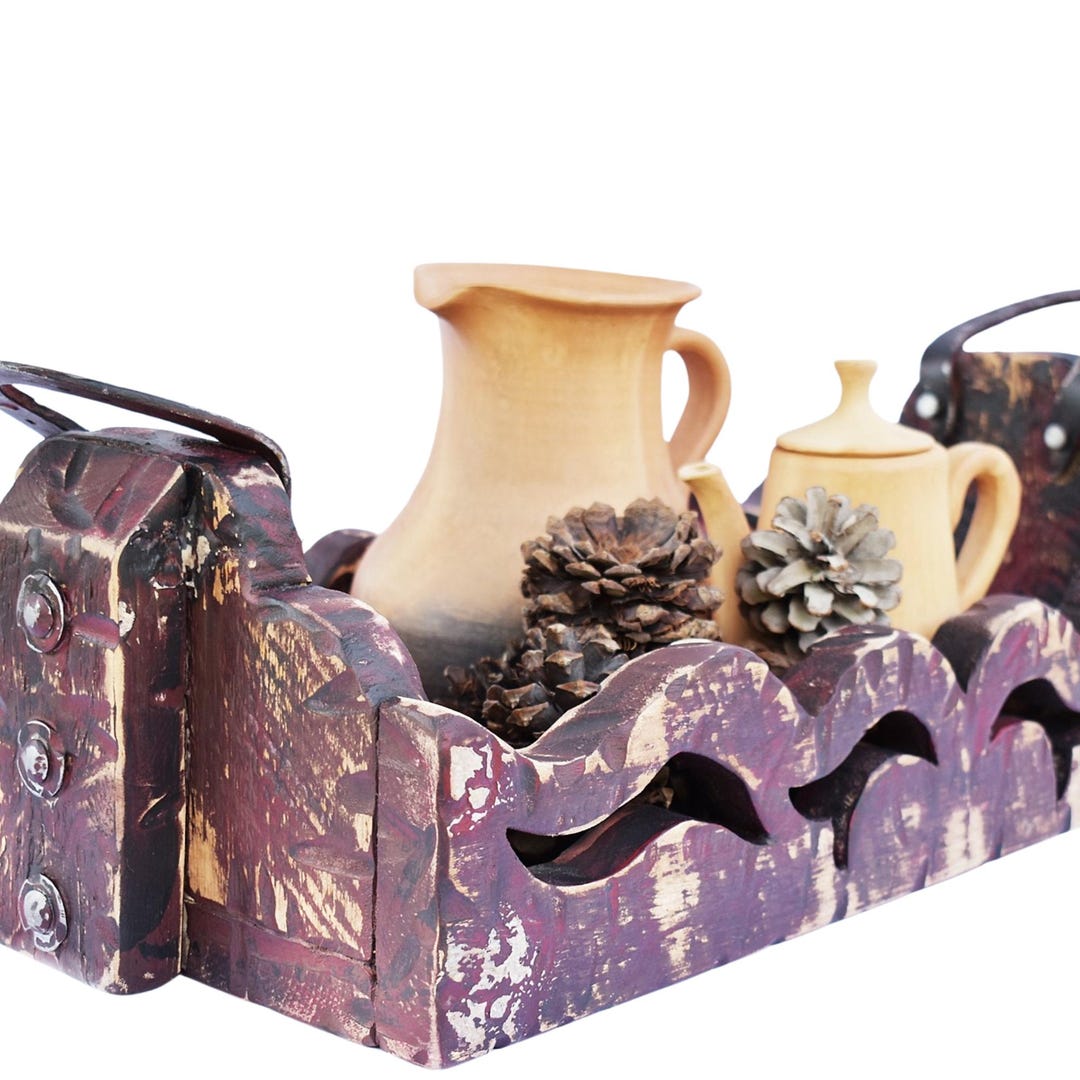 Handcrafted Rustic Western Tray With Horseshoe Handles - Farmhouse ...