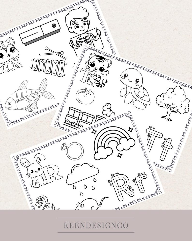 26 Alphabet Colouring Animal Word Sheets Downloadable School Learning A ...