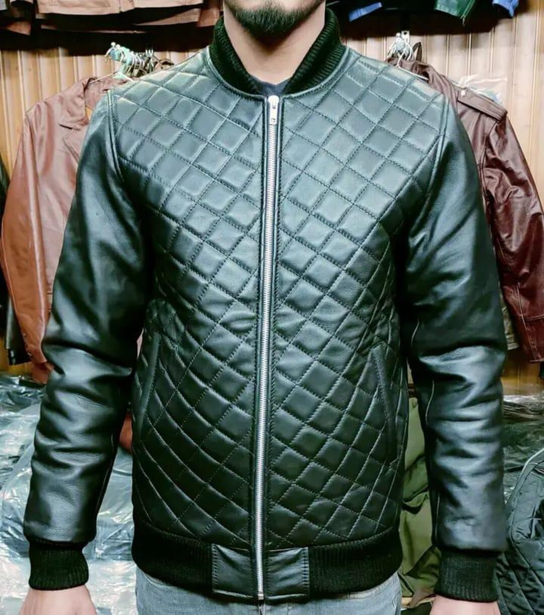 Men’s Bomber Quilted Leather Jacket | Stylish & Trendy Outerwear | Lush ...