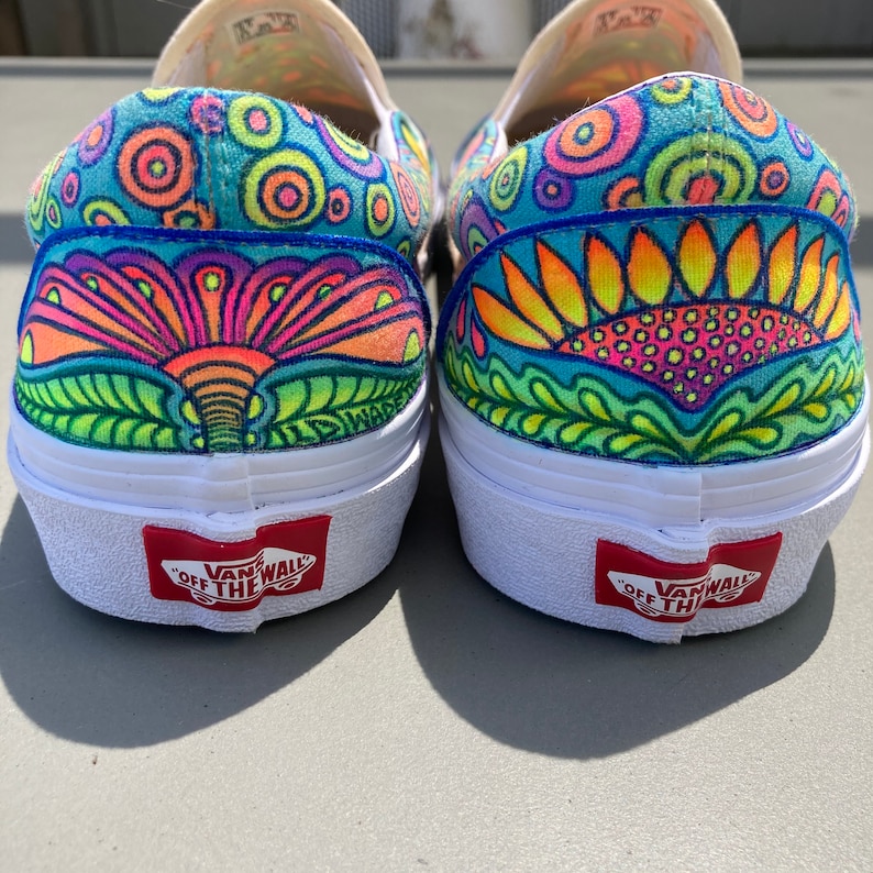 HAND PAINTED VANS Custom Vans Slip on Shoes Original Hand Drawn ...