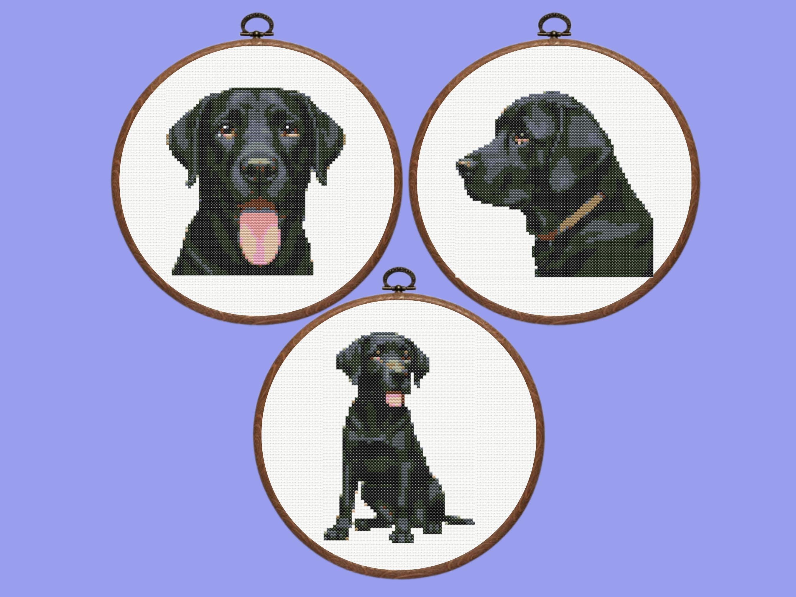 Black Labrador Cross Stitch Pattern | Set of 3 Dog Cross Stitch Pattern ...