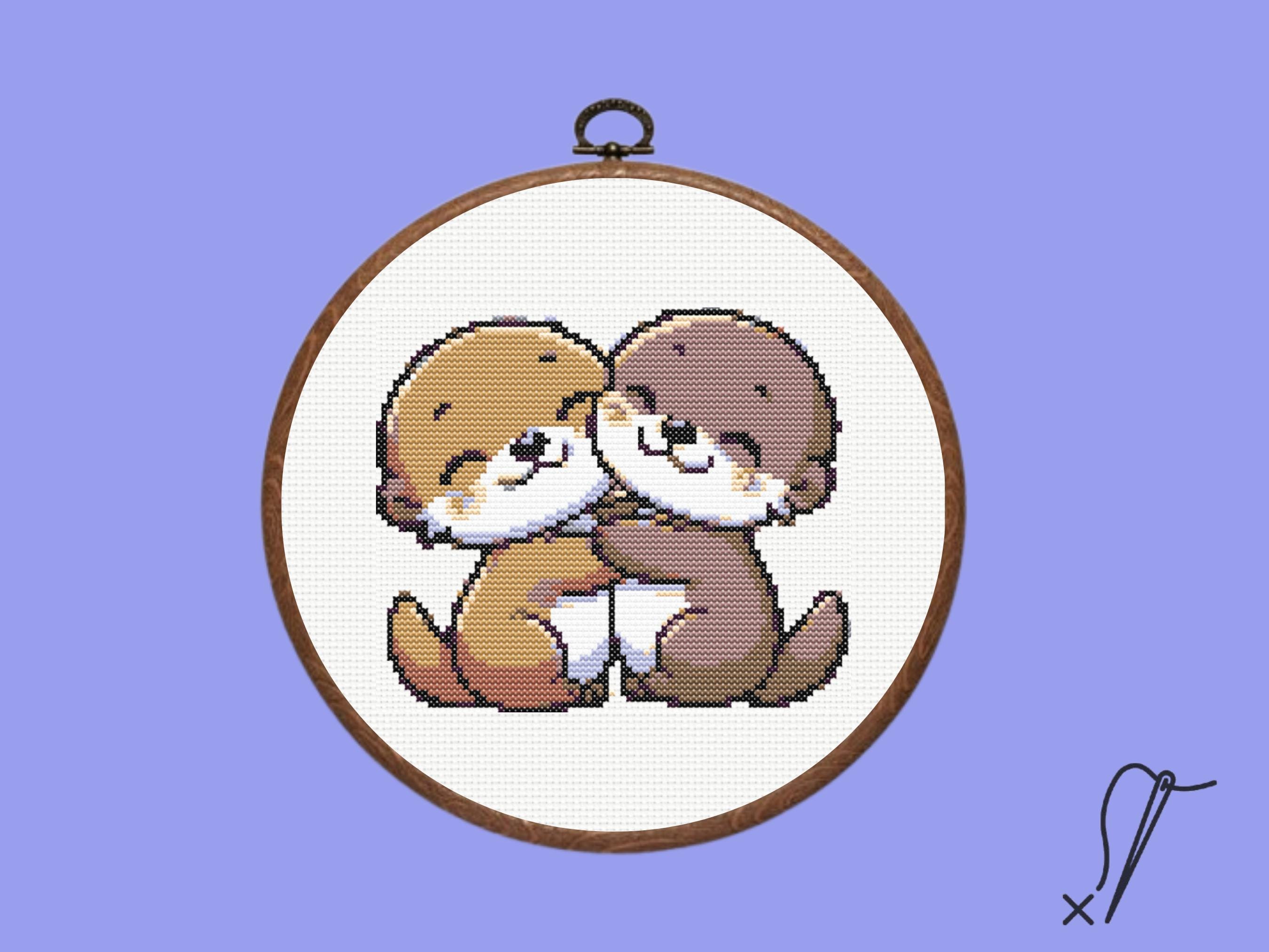 Otter Cross Stitch Pattern | Cute Otters Cross Stitch Pattern, Instant ...