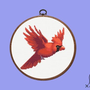 Red Cardinal Cross Stitch Pattern | Set of 3 Red Cardinal Cross Stitch ...