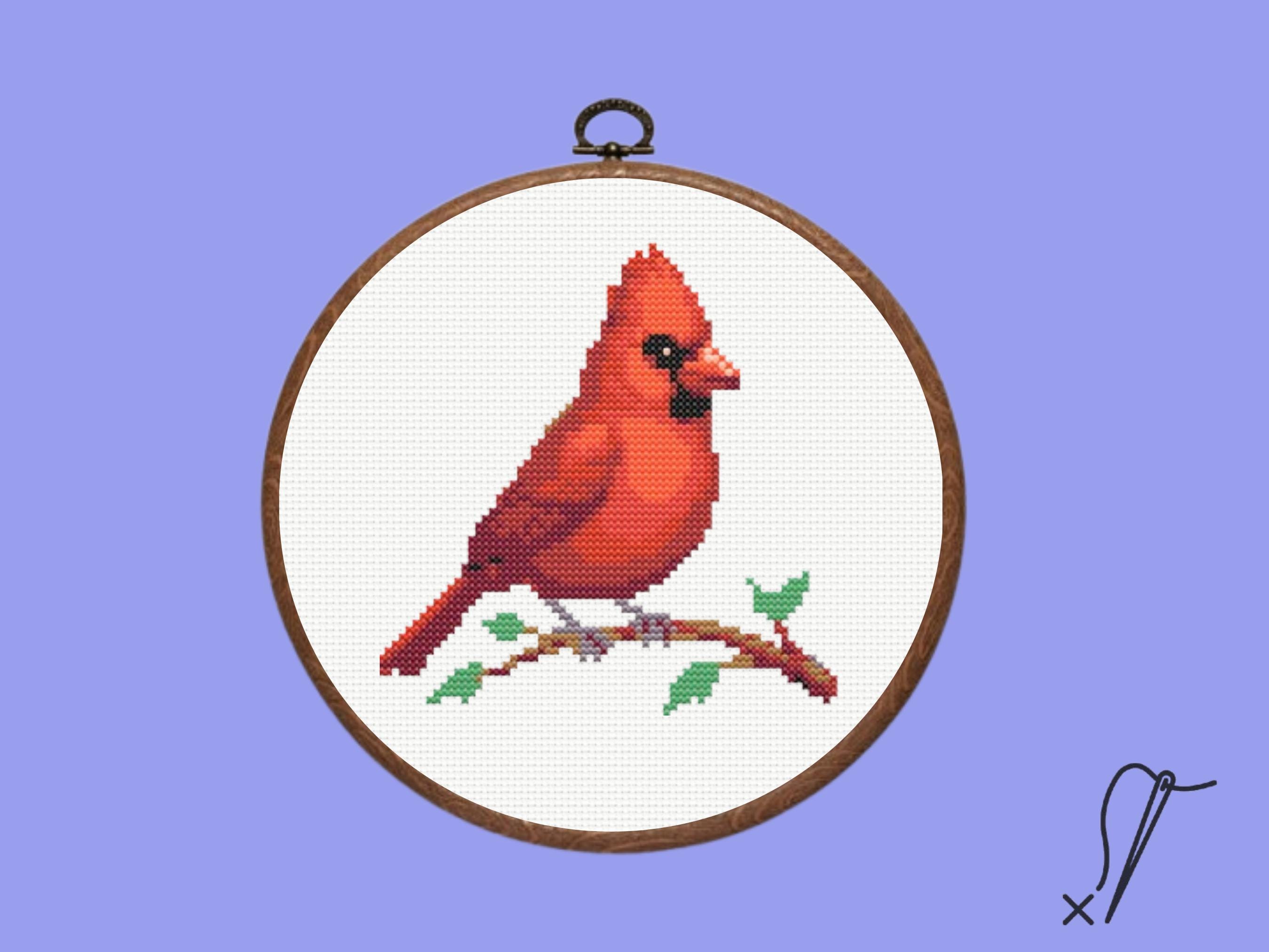 Red Cardinal Cross Stitch Pattern | Set of 3 Red Cardinal Cross Stitch ...