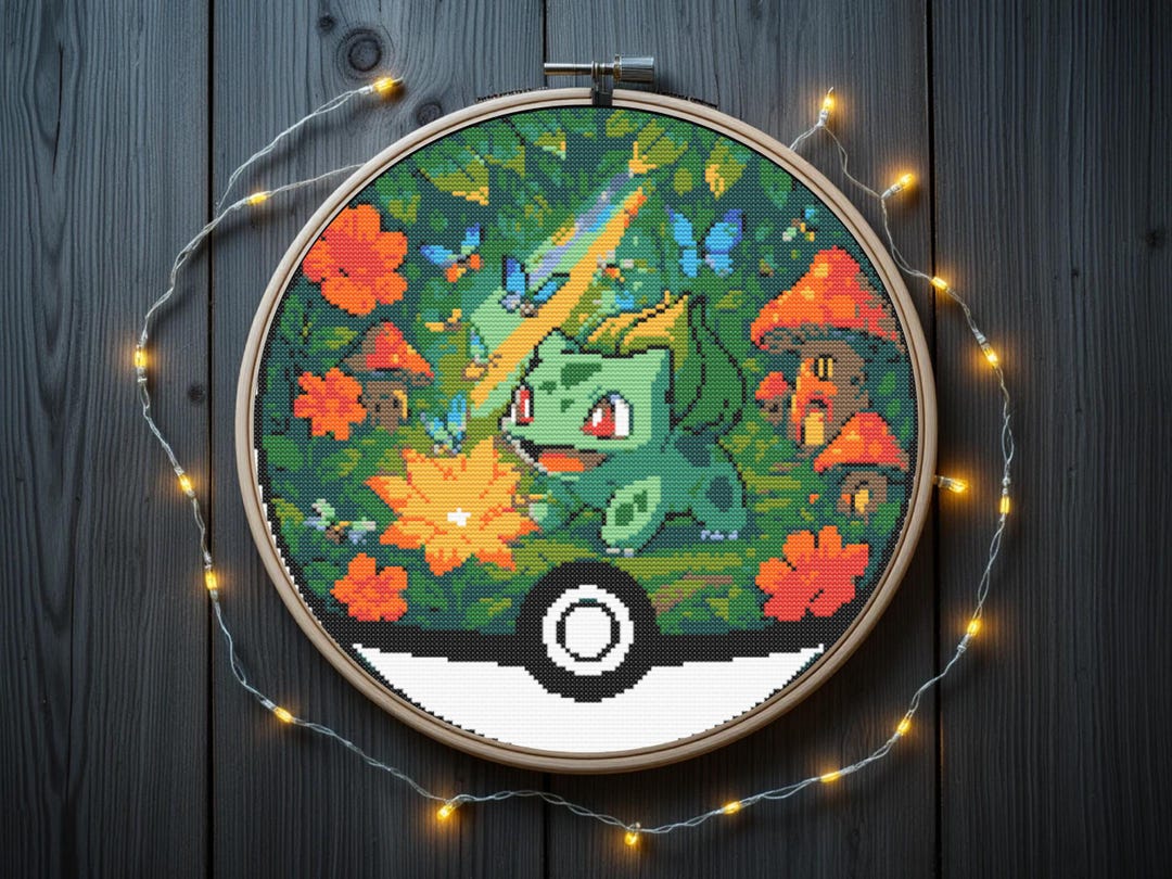 Bulbasaur Cross Stitch Pattern | Pokeball Cross Stitch Pattern ...