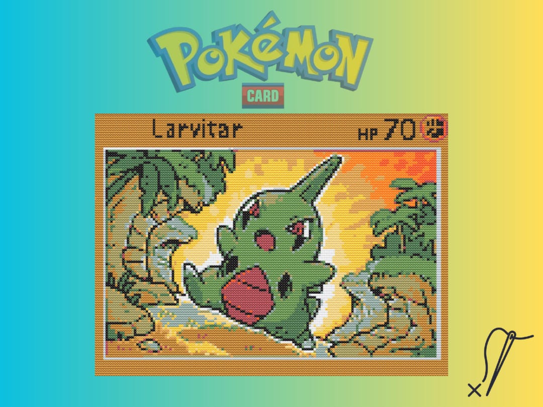 Pokemon Card Cross Stitch Pattern, Larvitar Cross Stitch Pattern ...