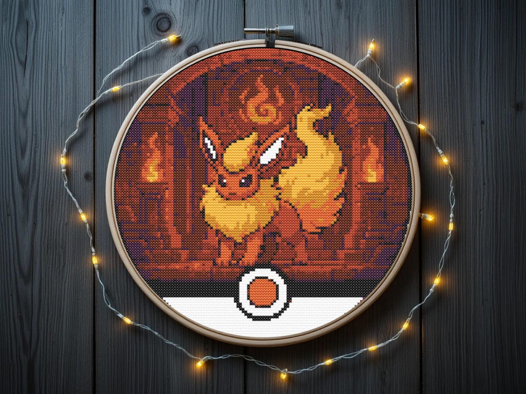 Flareon Cross Stitch Pattern, Pokeball Cross Stitch Pattern | Pokemon ...