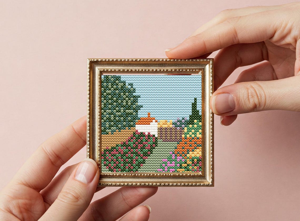 Mini Art Cross Stitch Pattern | Paint Art Cross Stitch Pattern, Bedroom ...