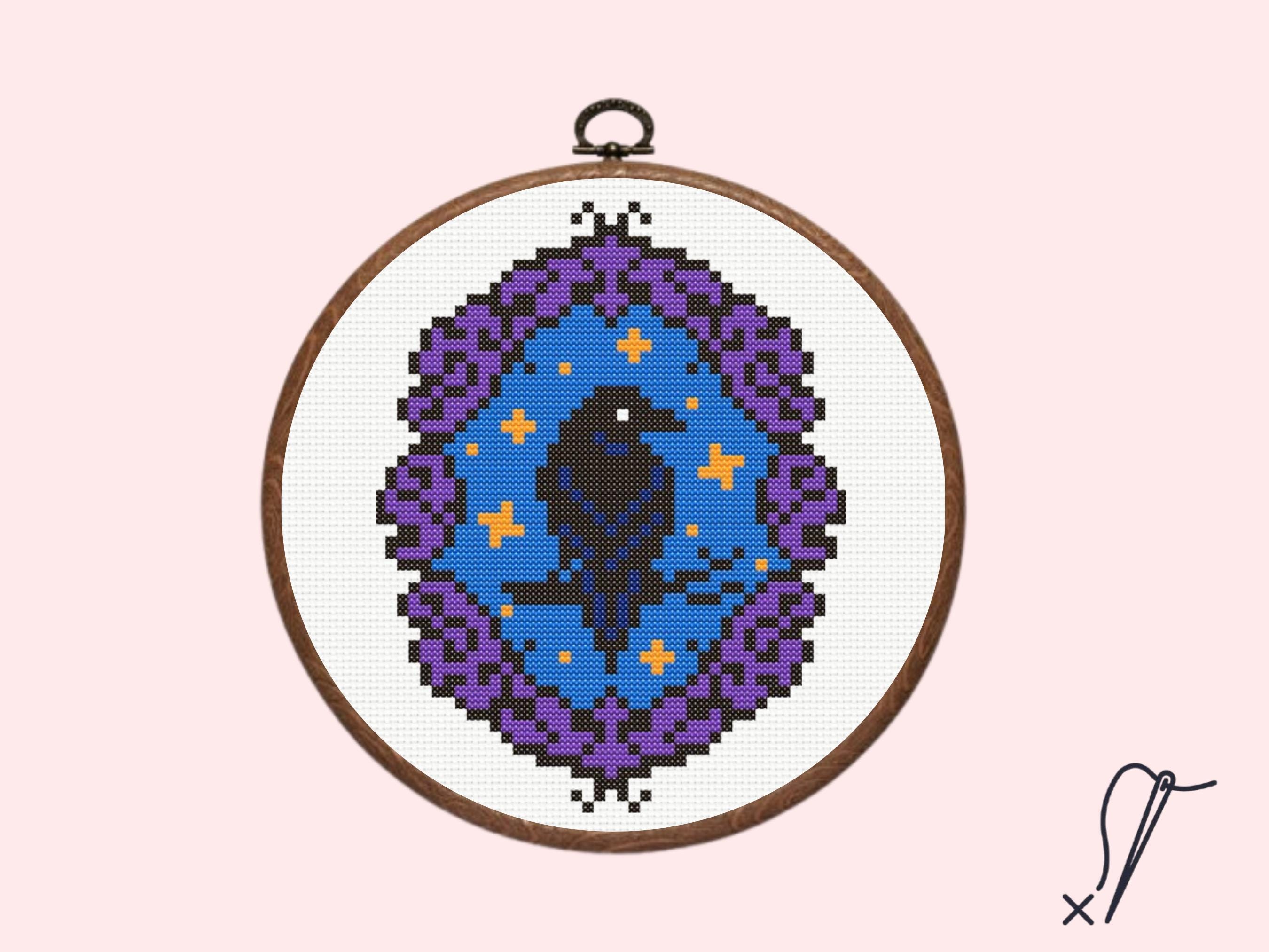 Raven Cross Stitch Pattern | Crow Cross Stitch Pattern, Instant Dowload ...