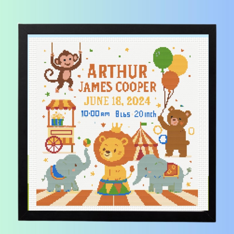 Circus Baby Cross Stitch - Etsy
