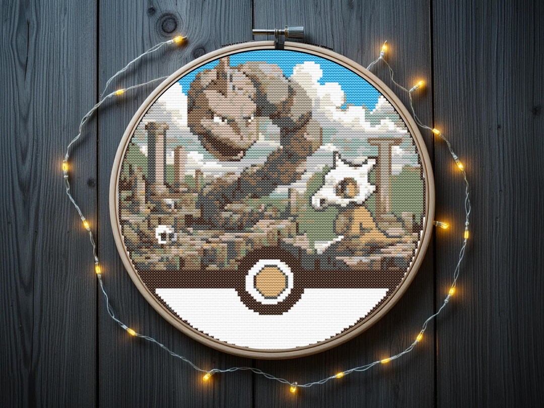 Onix and Cubone Cross Stitch Pattern, Pokeball Cross Stitch Pattern ...