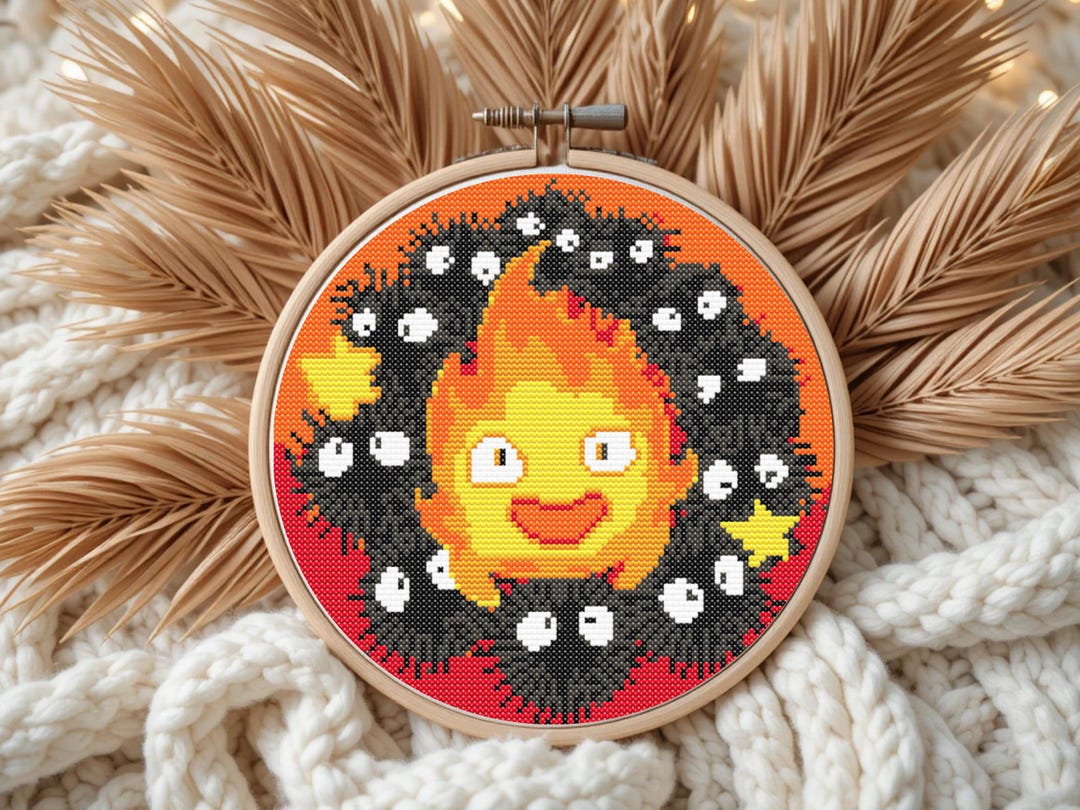 Calcifer Cross Stitch Pattern | Spirited Away Cross Stitch, Instant ...