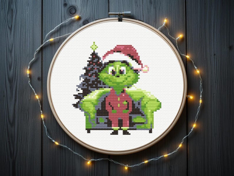 Grinch Cross Stitch Pattern, Set of 12 Cute Grinch Cross Stitch ...