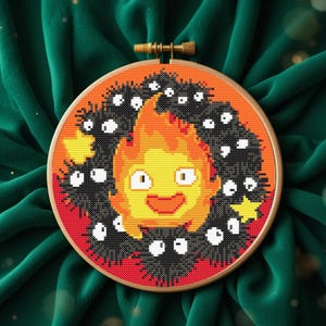 Calcifer Cross Stitch Pattern | Spirited Away Cross Stitch, Instant ...