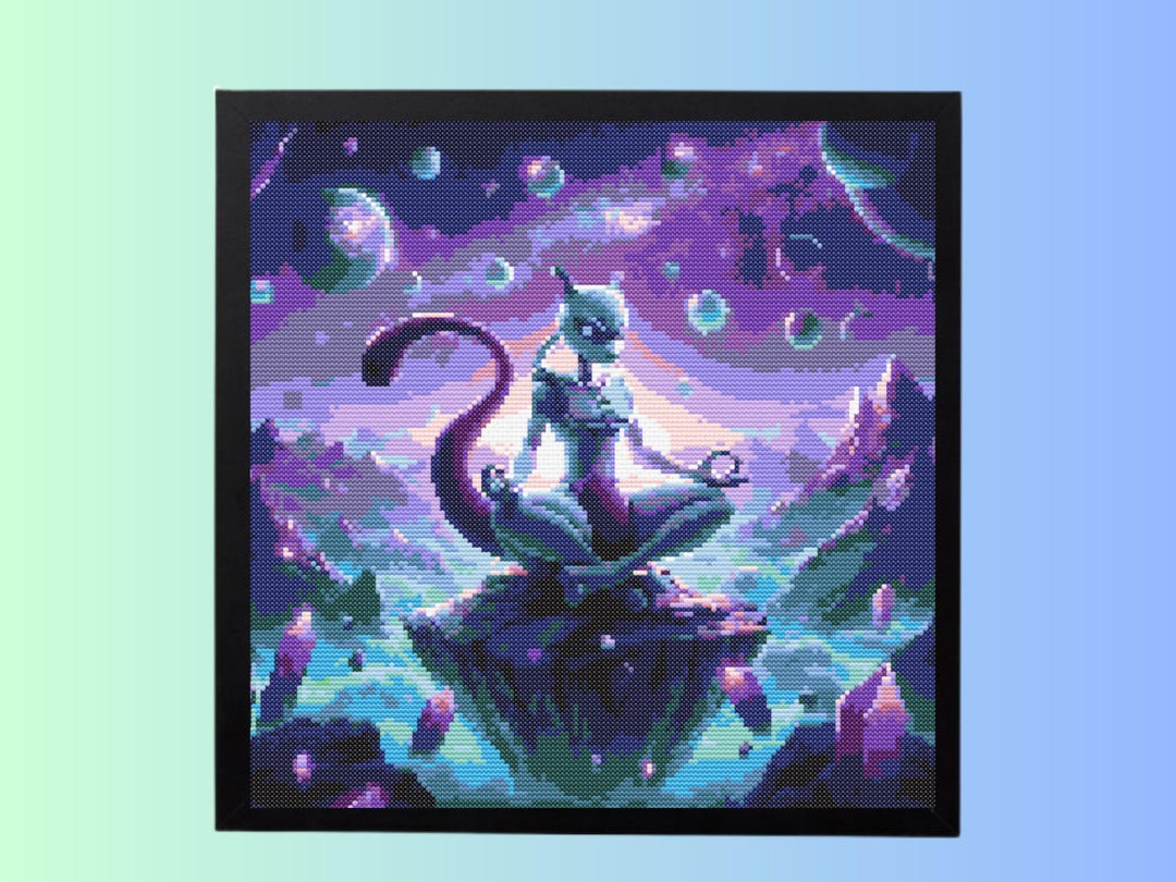 Mewtwo Cross Stitch Pattern, Pokemon Cross Stitch Pattern Instant PDF ...