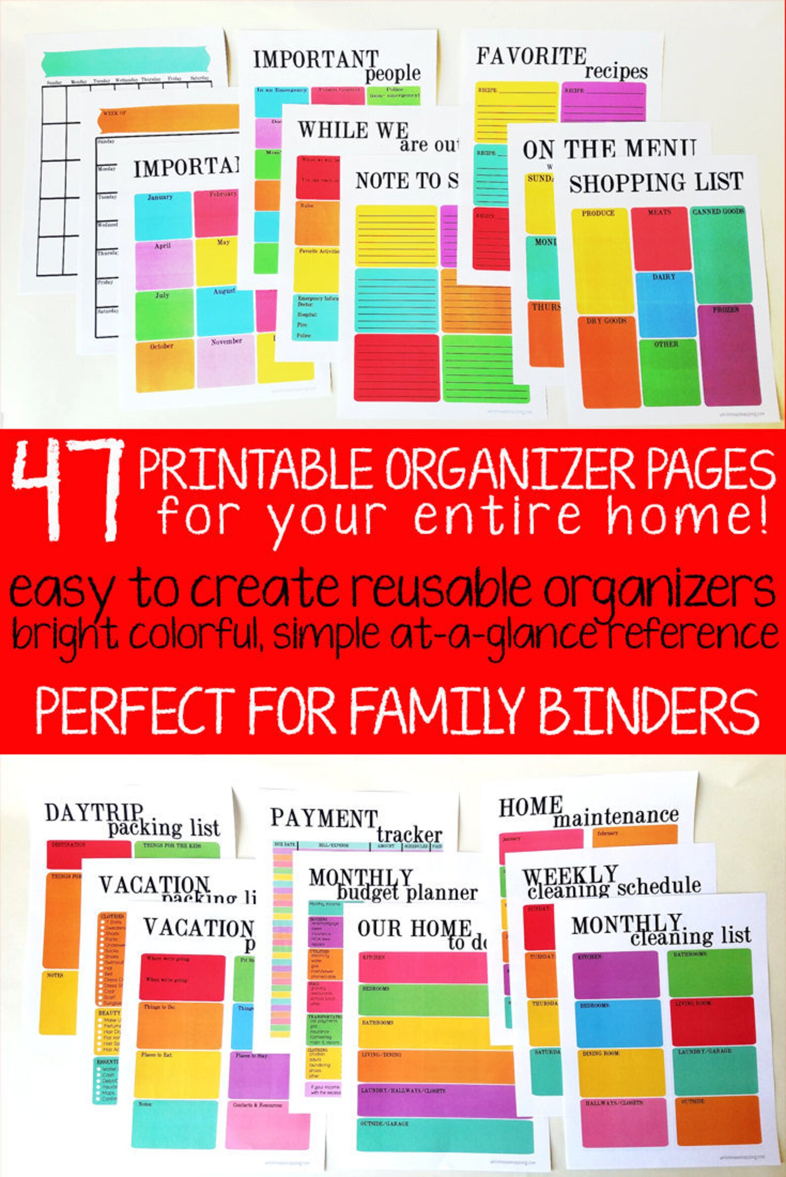 The Organized Family Binder Kit | Printable Household Organizer, Home ...