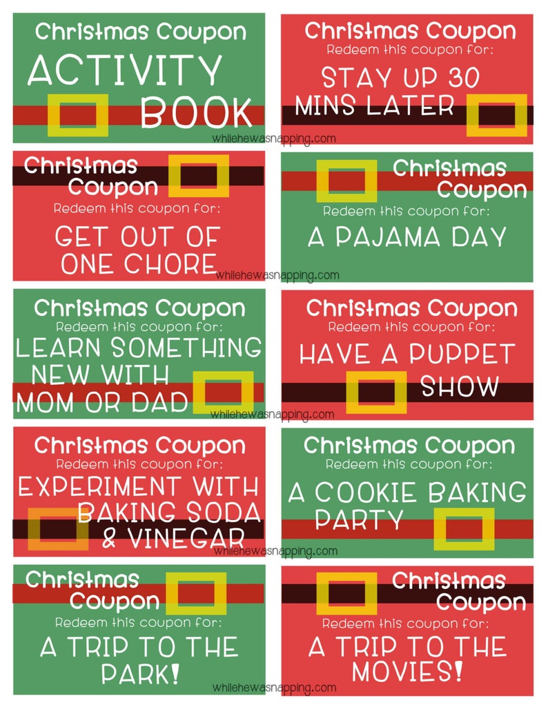 Kid's Christmas Coupons Stocking Stuffer - Give the Gift of Time With ...