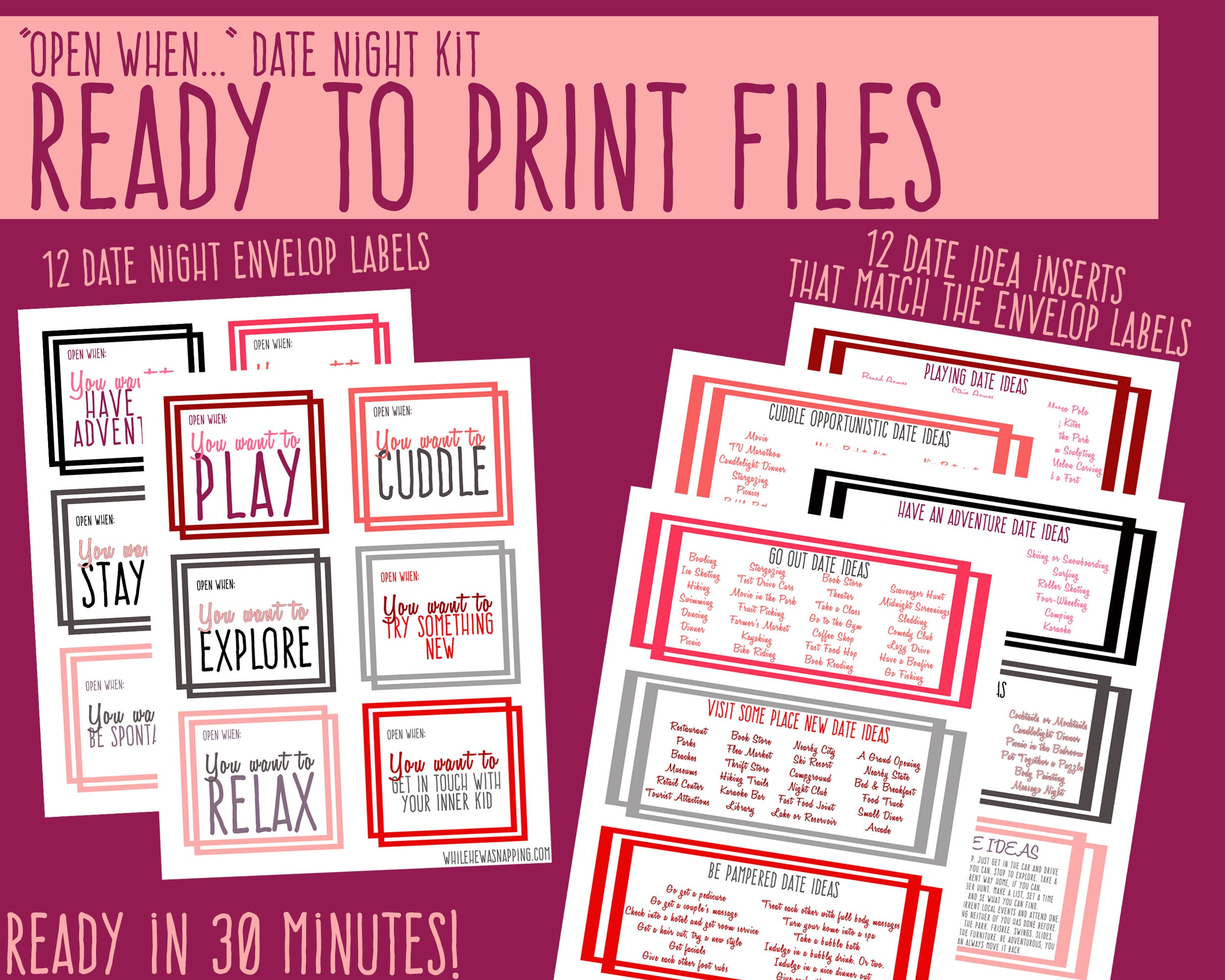 Open When Date Night Box - Valentine's Gift or Anniversary Gift | Make ...