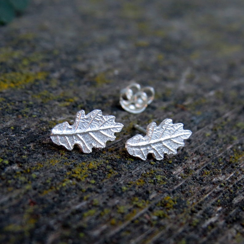 Oak Leaf Studs Leaf Stud Earrings Oak Leaf Earrings Real - Etsy