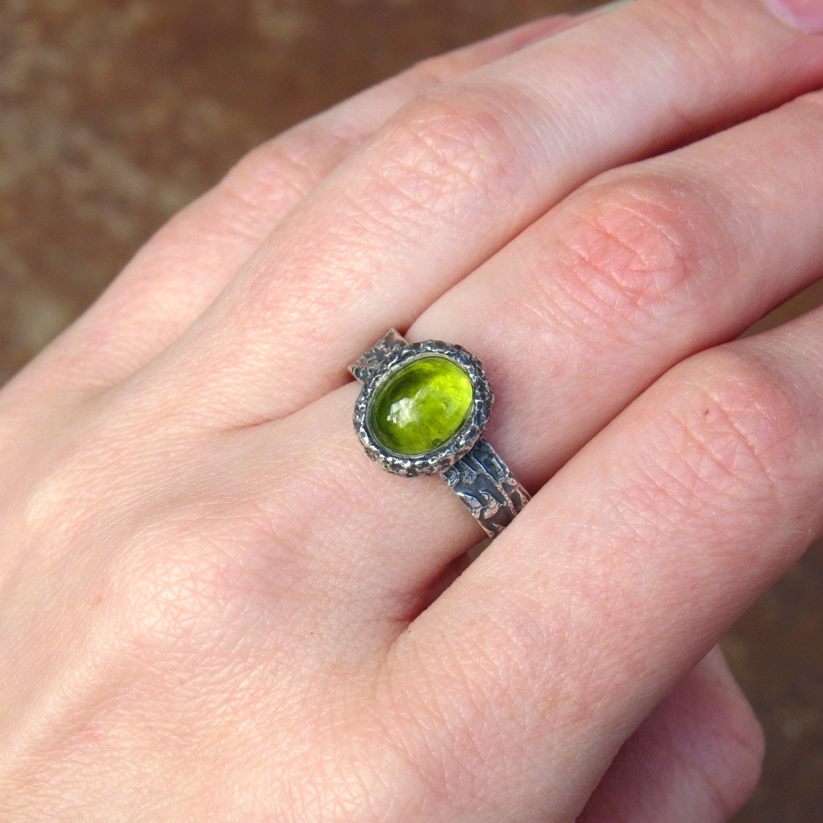 Fern Ring Botanical Ring Sterling Silver Peridot Woodland - Etsy