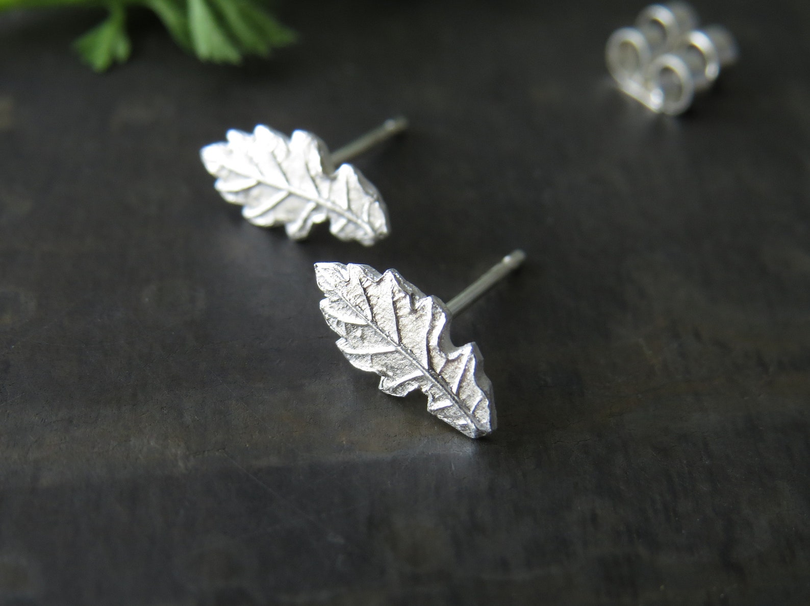 Oak Leaf Studs, Leaf Stud Earrings, Oak Leaf Earrings, Real Leaf ...