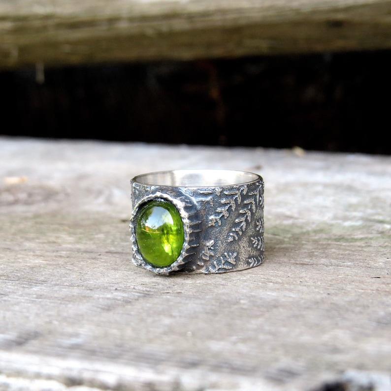 Fern Ring, Fern Rings, Botanical Ring, Sterling Silver Peridot Woodland ...