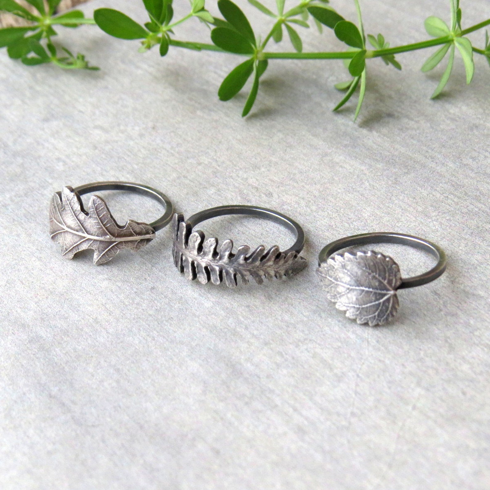 Oak Leaf Ring, Nature Inspired Ring, Silver Leaves Ring, Botanical Ring ...