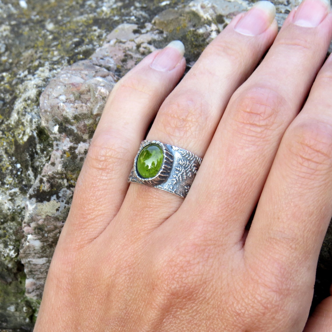 Fern Ring, Fern Rings, Botanical Ring, Sterling Silver Peridot Woodland ...