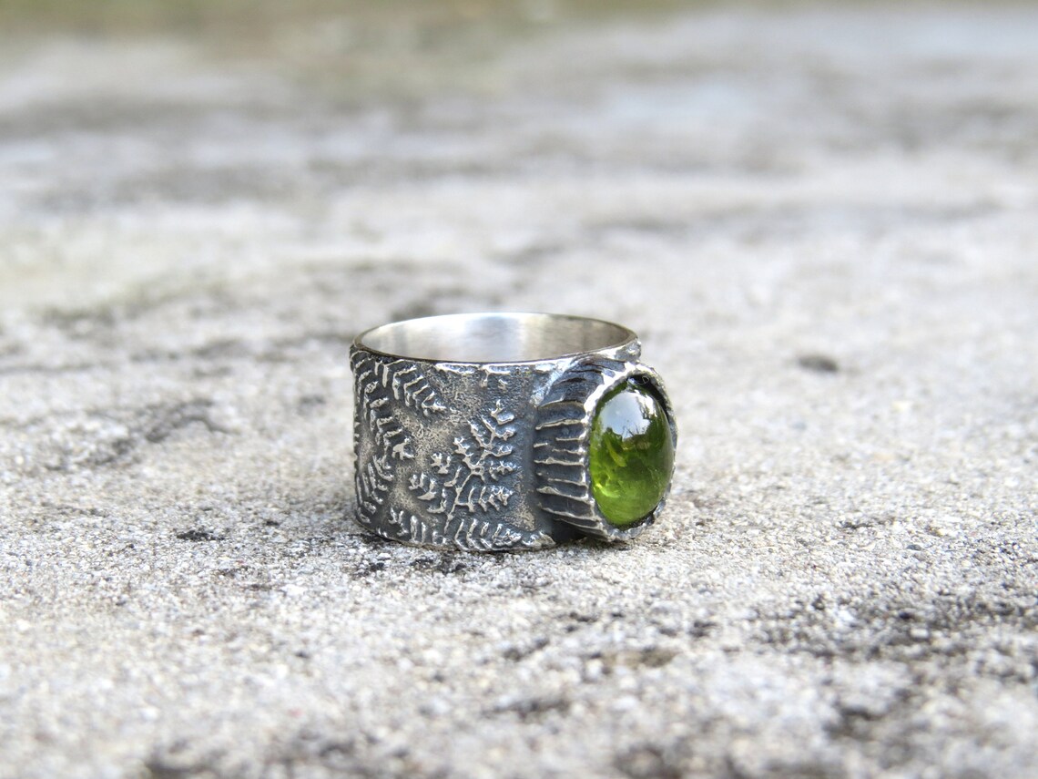 Fern Ring, Fern Rings, Botanical Ring, Sterling Silver Peridot Woodland ...